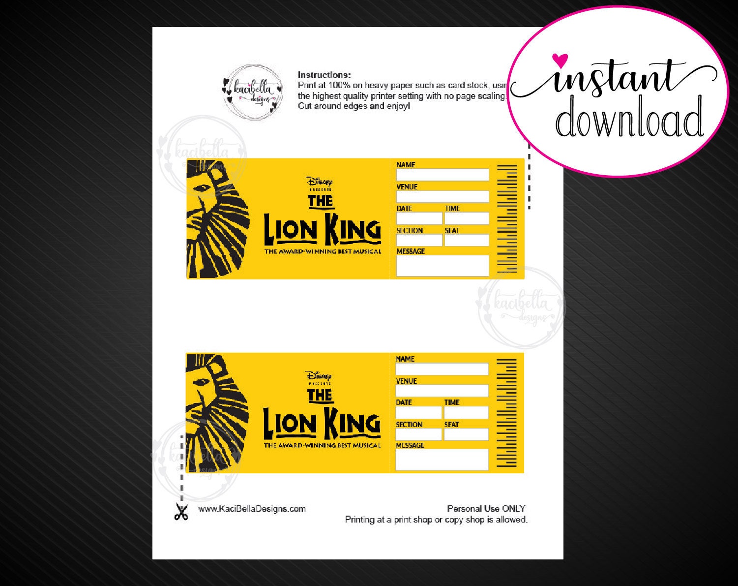 Printable Lion King Tickets Ubicaciondepersonas cdmx gob mx