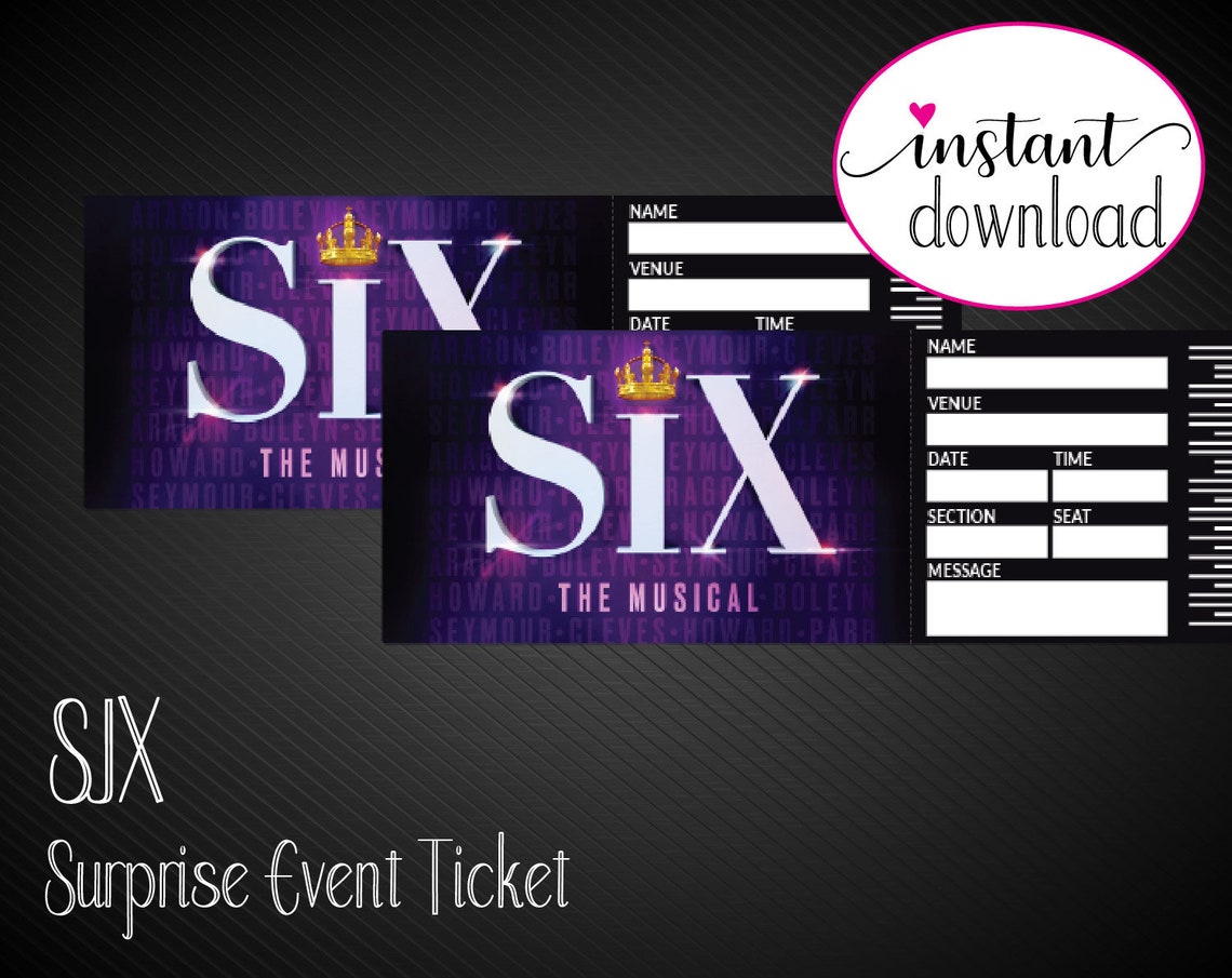 Printable SIX Broadway Surprise Ticket. Editable Musical - Etsy UK