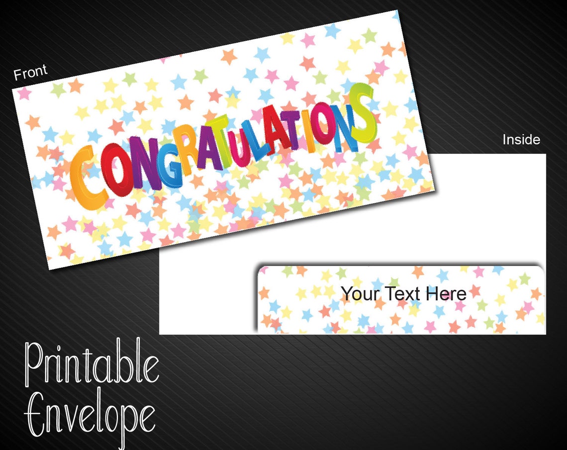 Printable CONGRATULATIONS Envelope for Gift Tickets, Vouchers, Boarding ...