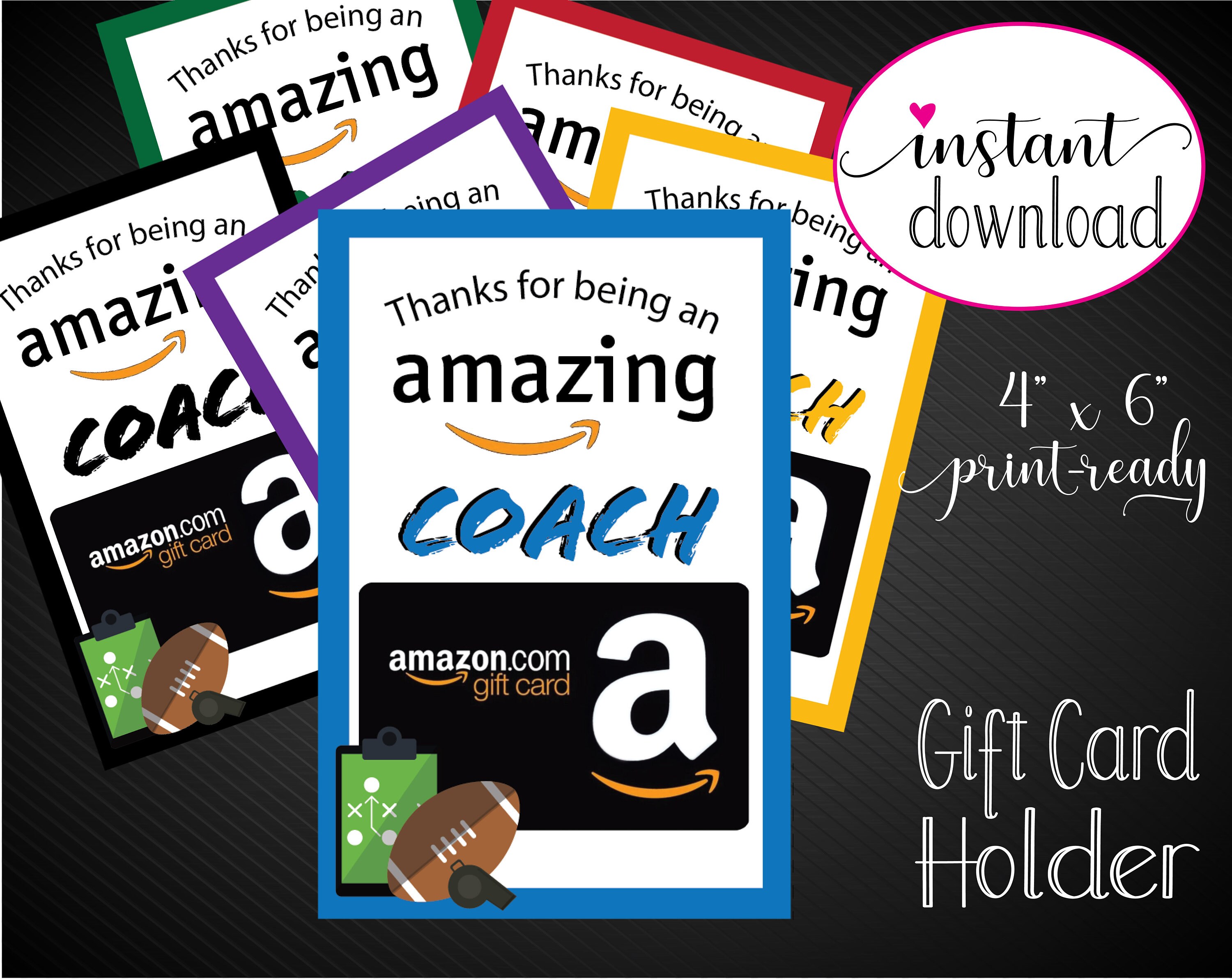 Printable FOOTBALL COACH Amazon Appreciation Gift Card Holder. - Etsy