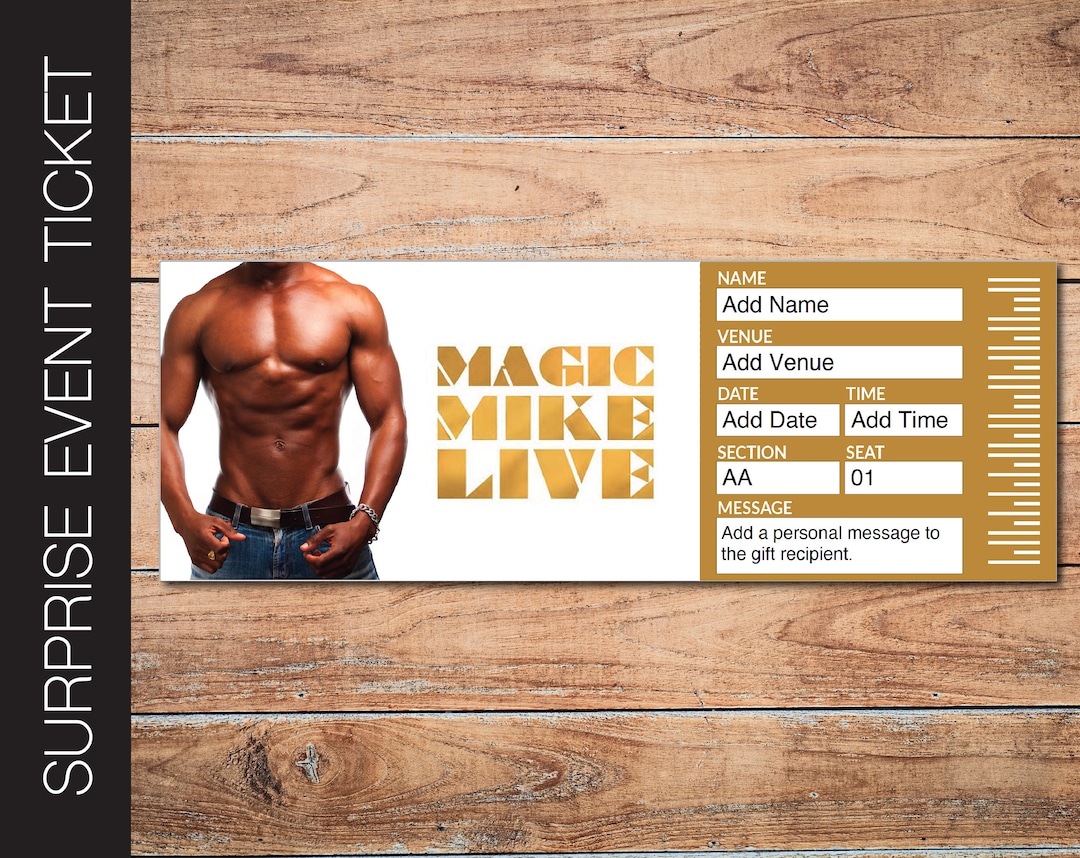 Printable MAGIC MIKE Show Surprise Ticket. Editable Musical Theatre ...