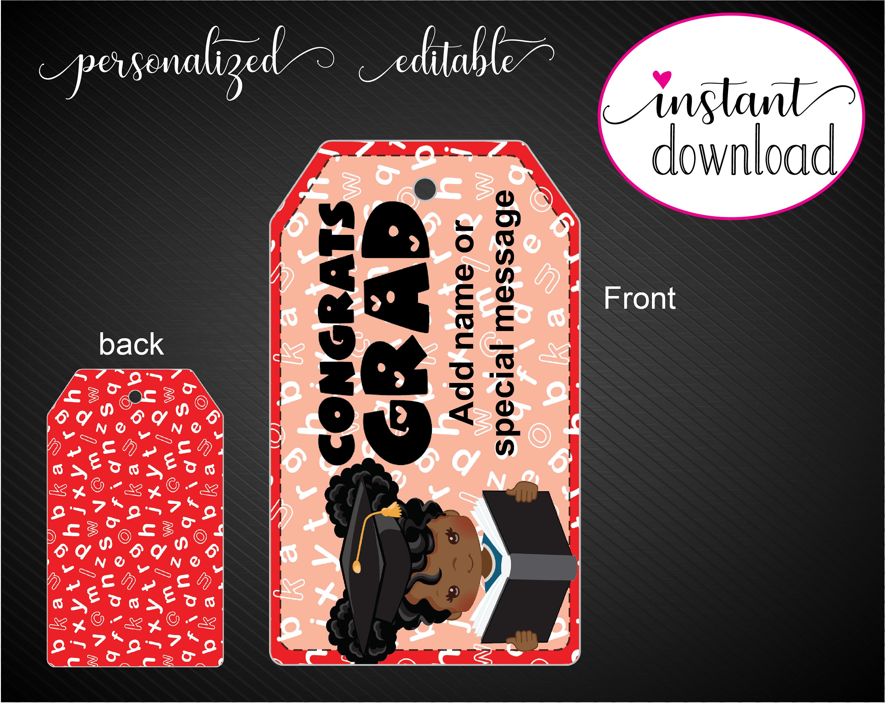 Editable CONGRATS Grad Graduation Themed Gift Tags. Congrats - Etsy