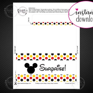 Printable DISNEY Envelope for Surprise Gift Tickets, Vouchers, Boarding ...