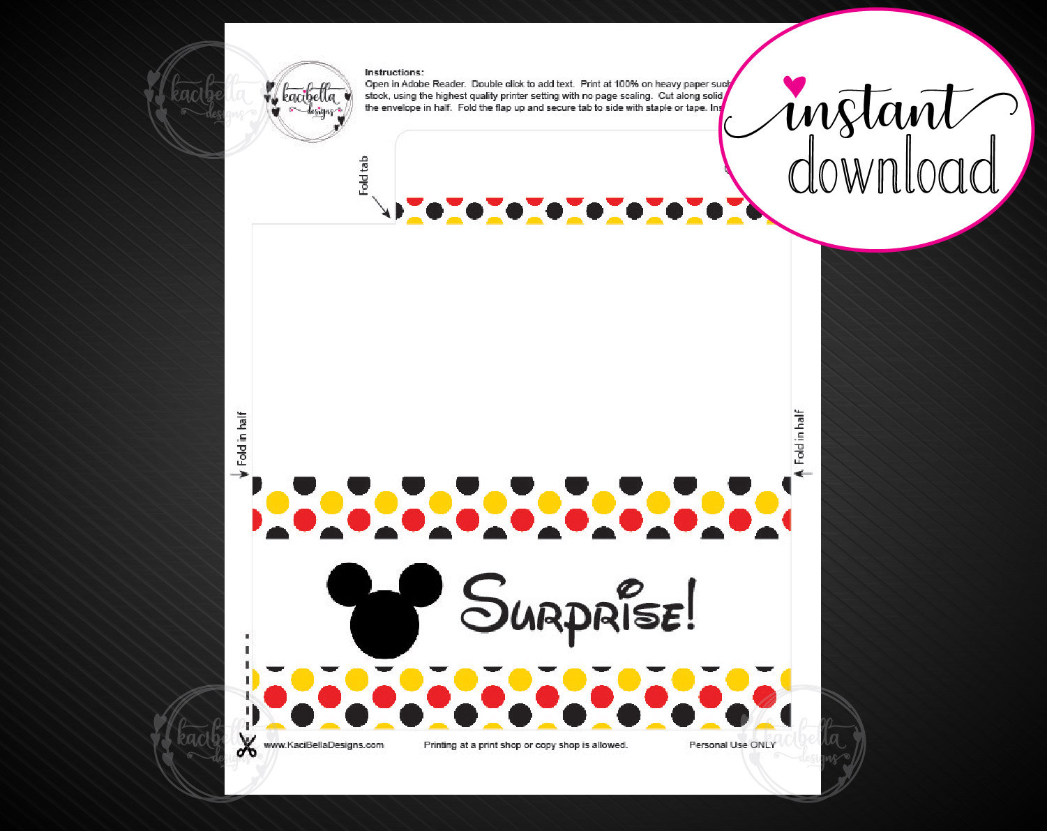 Printable DISNEY Envelope for Surprise Gift Tickets, Vouchers, Boarding ...