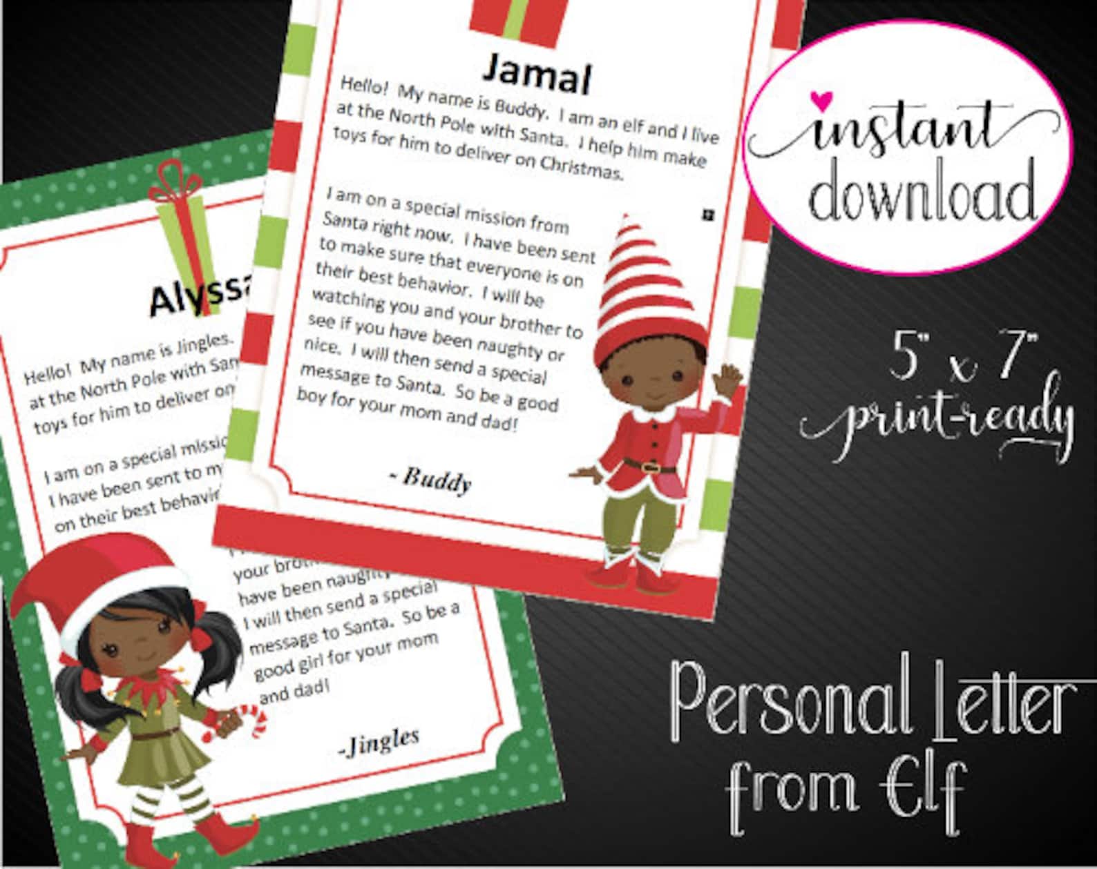 Printable ELF Personalized Letter. Letter From Elf. Christmas | Etsy