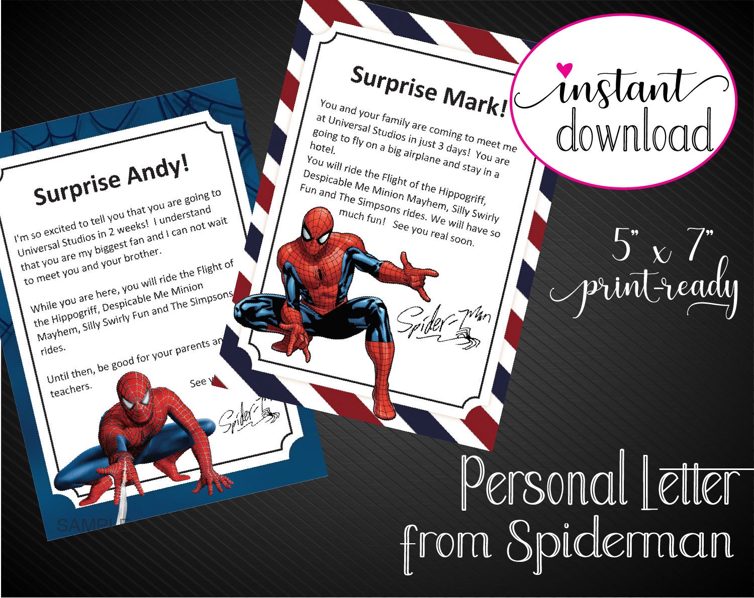 Printable SPIDER-MAN Personalized Letters Announcing Surprise. - Etsy ...