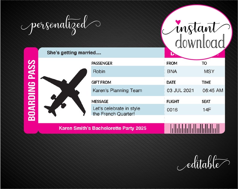Printable AIRLINE Surprise Trip Gift Ticket. Six Colors. - Etsy