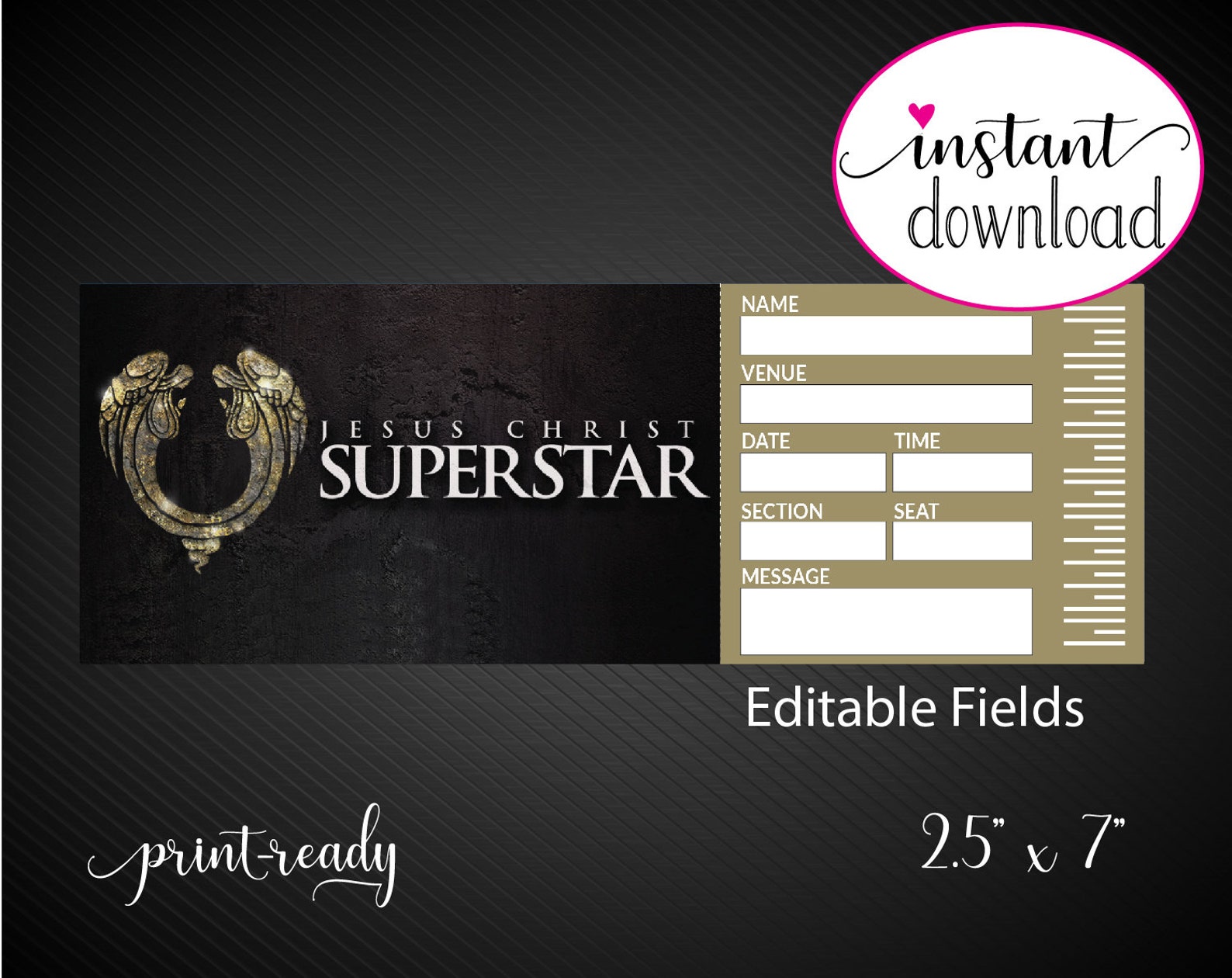 Printable JESUS CHRIST SUPERSTAR Broadway Surprise Ticket. Editable ...