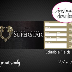 Printable JESUS CHRIST SUPERSTAR Broadway Surprise Ticket. Editable ...