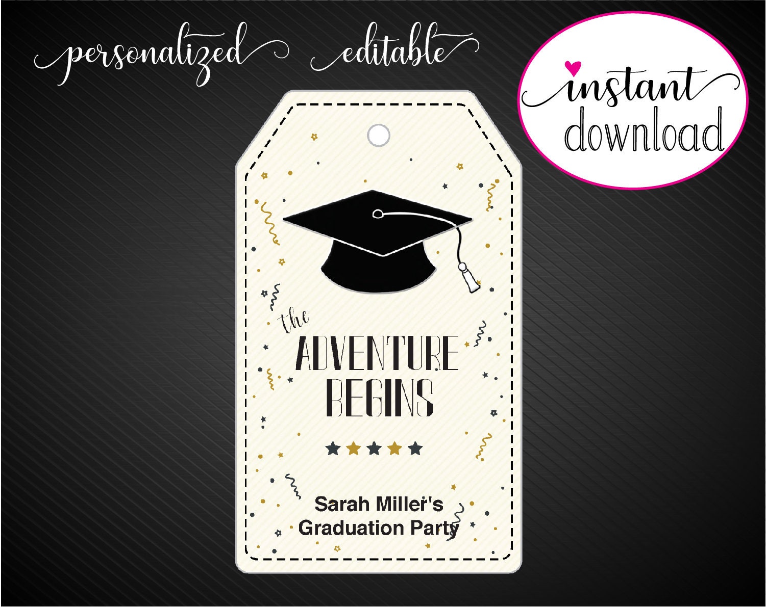 Editable GRADUATION Themed Gift Tags. Congratulations - Etsy