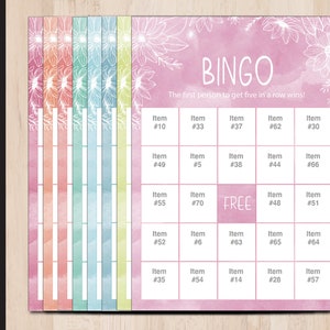 Printable WATERCOLOR Bingo Game. 8 Colors. Add Your 72 Unique Items. 40 ...