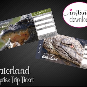 Printable GATORLAND Surprise Trip Tickets. Vacation Ticket. Boarding ...