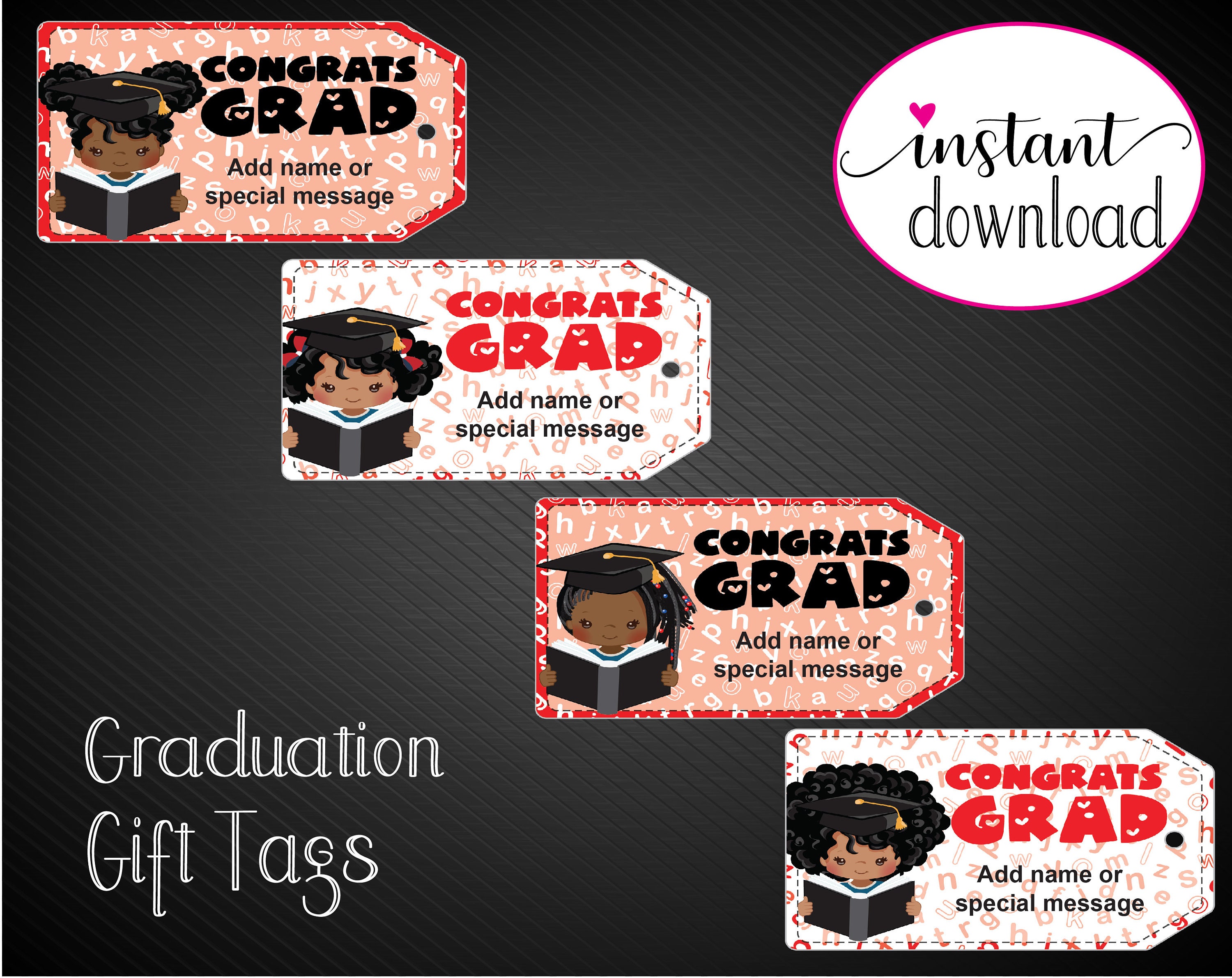 Editable CONGRATS Grad Graduation Themed Gift Tags. Congrats - Etsy