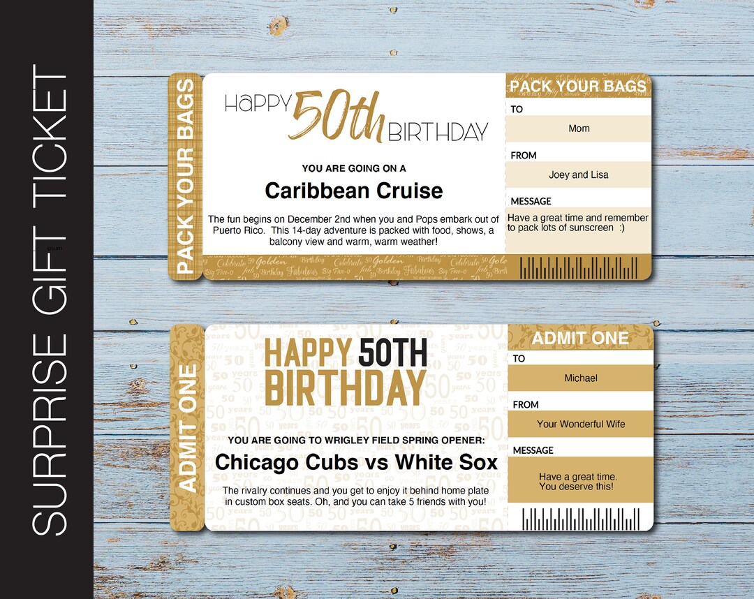 Printable 50TH BIRTHDAY All Editable Surprise Gift Reveal. Boarding ...