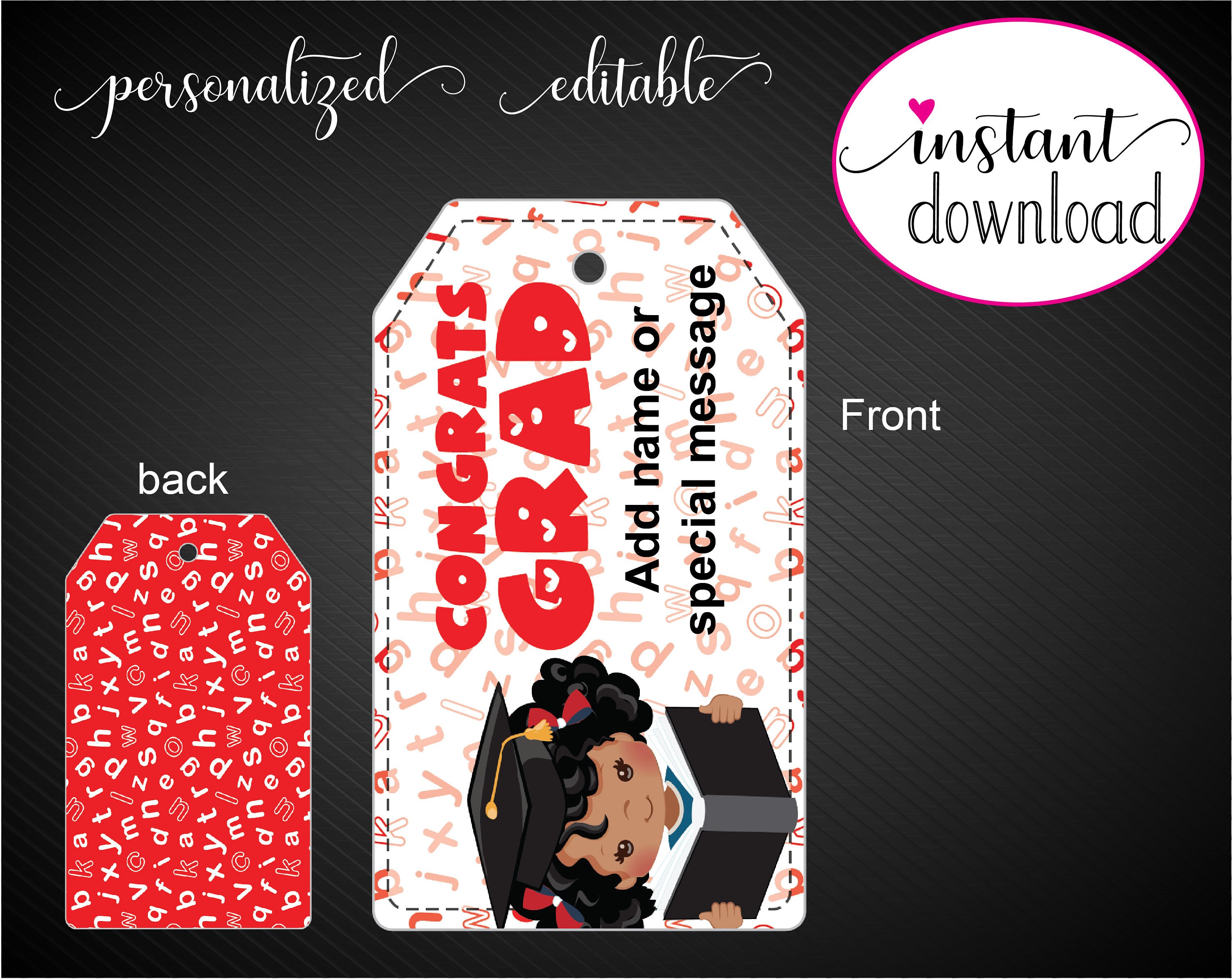 Editable CONGRATS Grad Graduation Themed Gift Tags. Congrats - Etsy