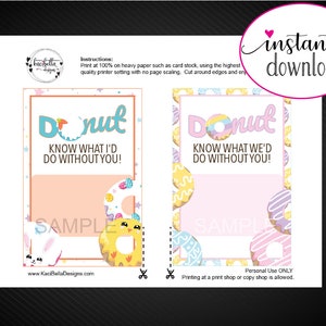 Printable APPRECIATION Donut Gift Card Holder. Instant Download ...