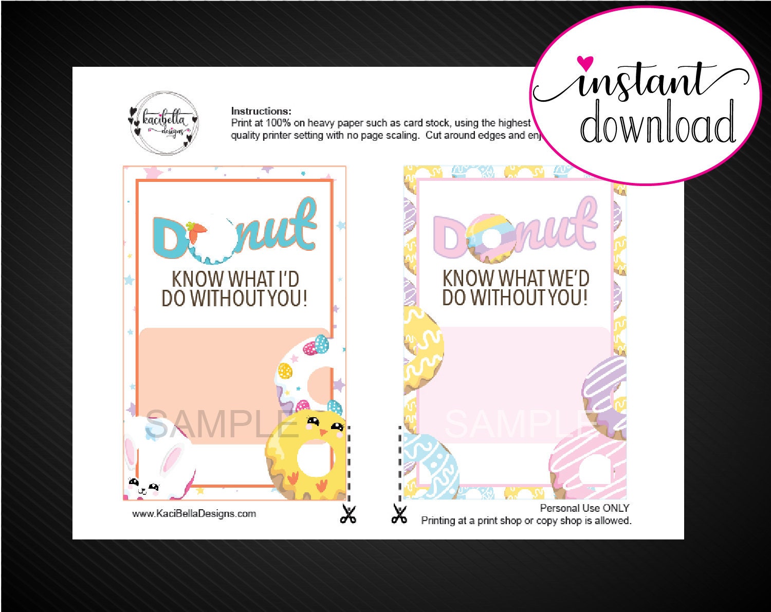 Printable APPRECIATION Donut Gift Card Holder. Instant - Etsy