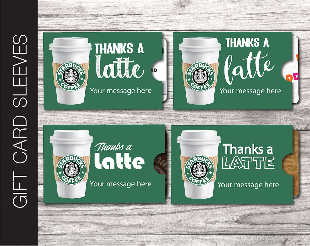 Printable Business Starbucks Coffee T Card Sleeve Envelope Thanks
