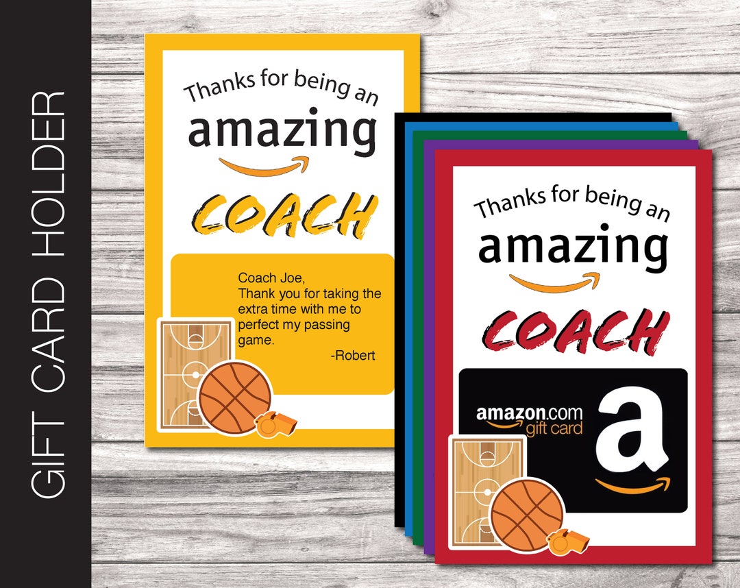 Printable BASKETBALL COACH Appreciation Amazon Gift Card Holder. 6 ...