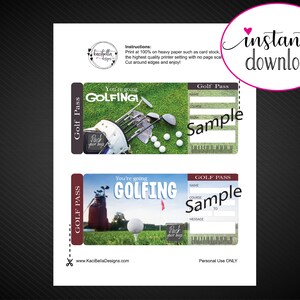 Printable GOLFING Surprise Trip Gift Ticket. Boarding Pass. Printable ...