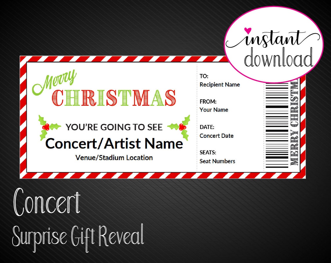 Printable CHRISTMAS Surprise Concert Ticket. Editable Artist | Etsy