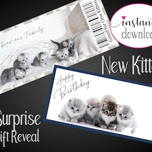 Printable NEW KITTEN / CAT Surprise Gift Reveal Coupon. Instant ...