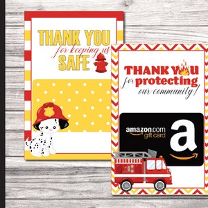 Printable FIRE FIGHTERS Gift Card Holder. First Responder | Etsy