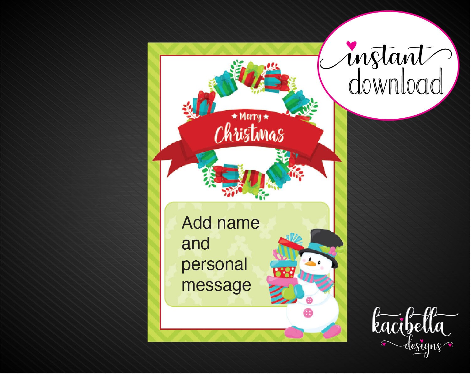 Printable CHRISTMAS Gift Card Holder. Santa and Snowman Wreaths. Merry ...