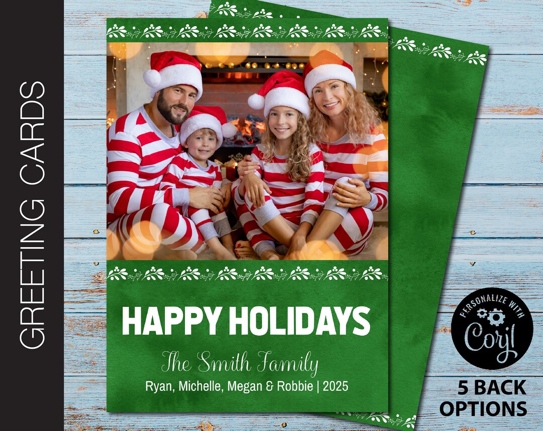Editable HOLIDAYS Photo 5x7 Greeting Card. Personalized Christmas Card ...