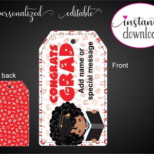 Editable CONGRATS Grad Graduation Themed Gift Tags. Congrats Grad ...