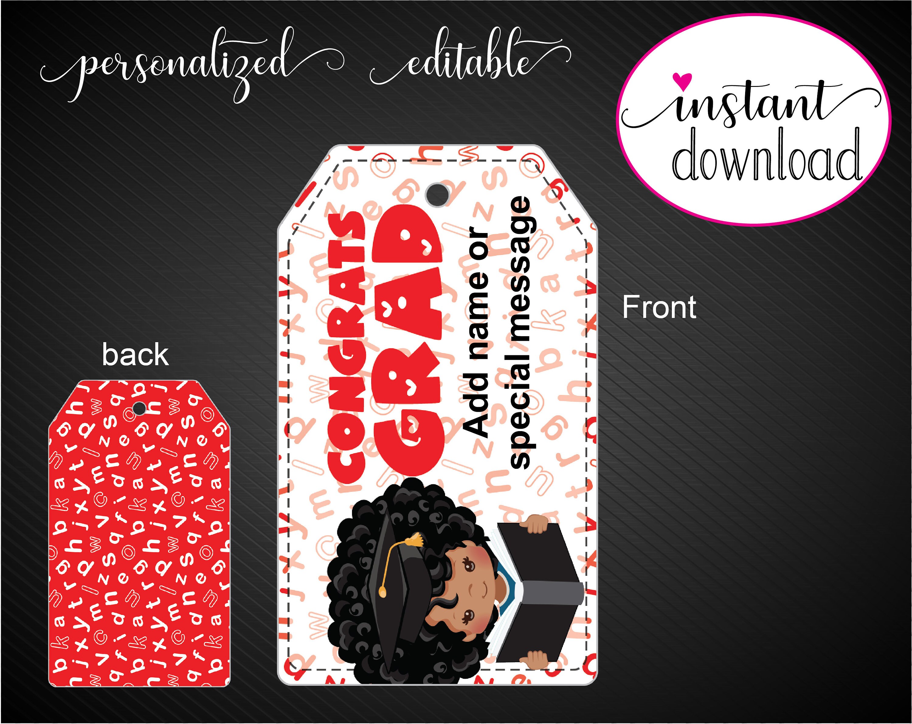 Editable CONGRATS Grad Graduation Themed Gift Tags. Congrats - Etsy