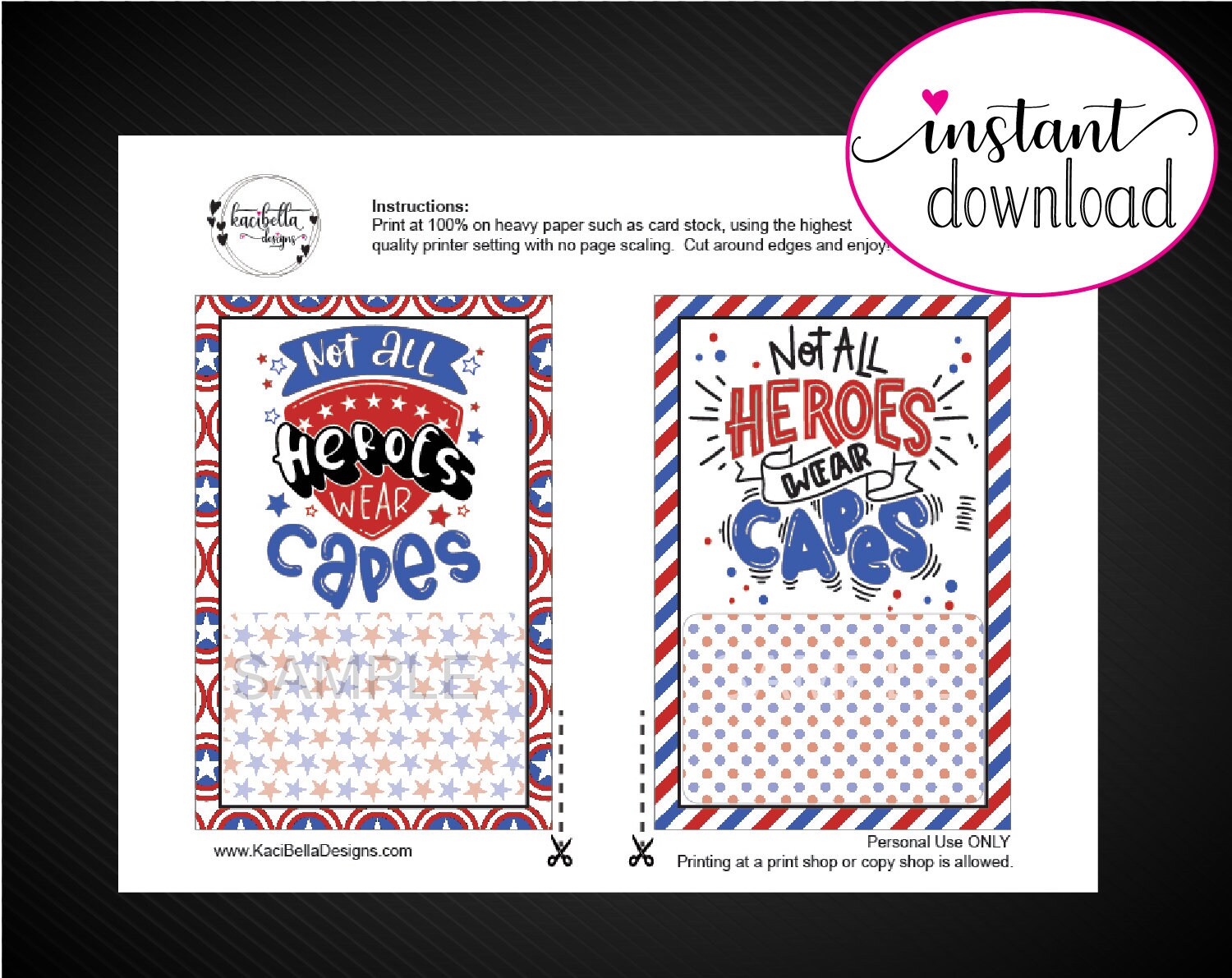 Printable HEROES Appreciation Gift Card Holder. Digital | Etsy