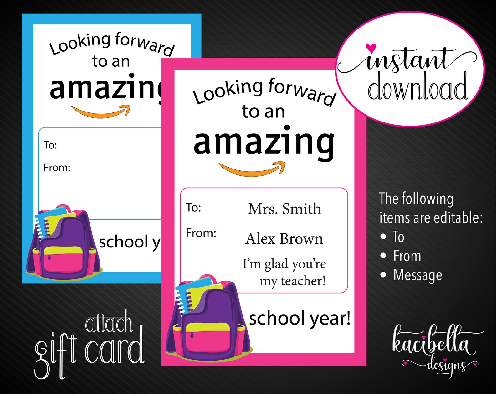 Printable BACK to SCHOOL Amazon Gift Card Holder. Looking Forward to an ...