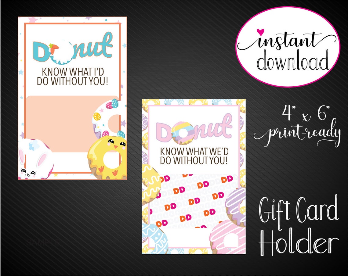 Printable APPRECIATION Donut Gift Card Holder. Instant - Etsy