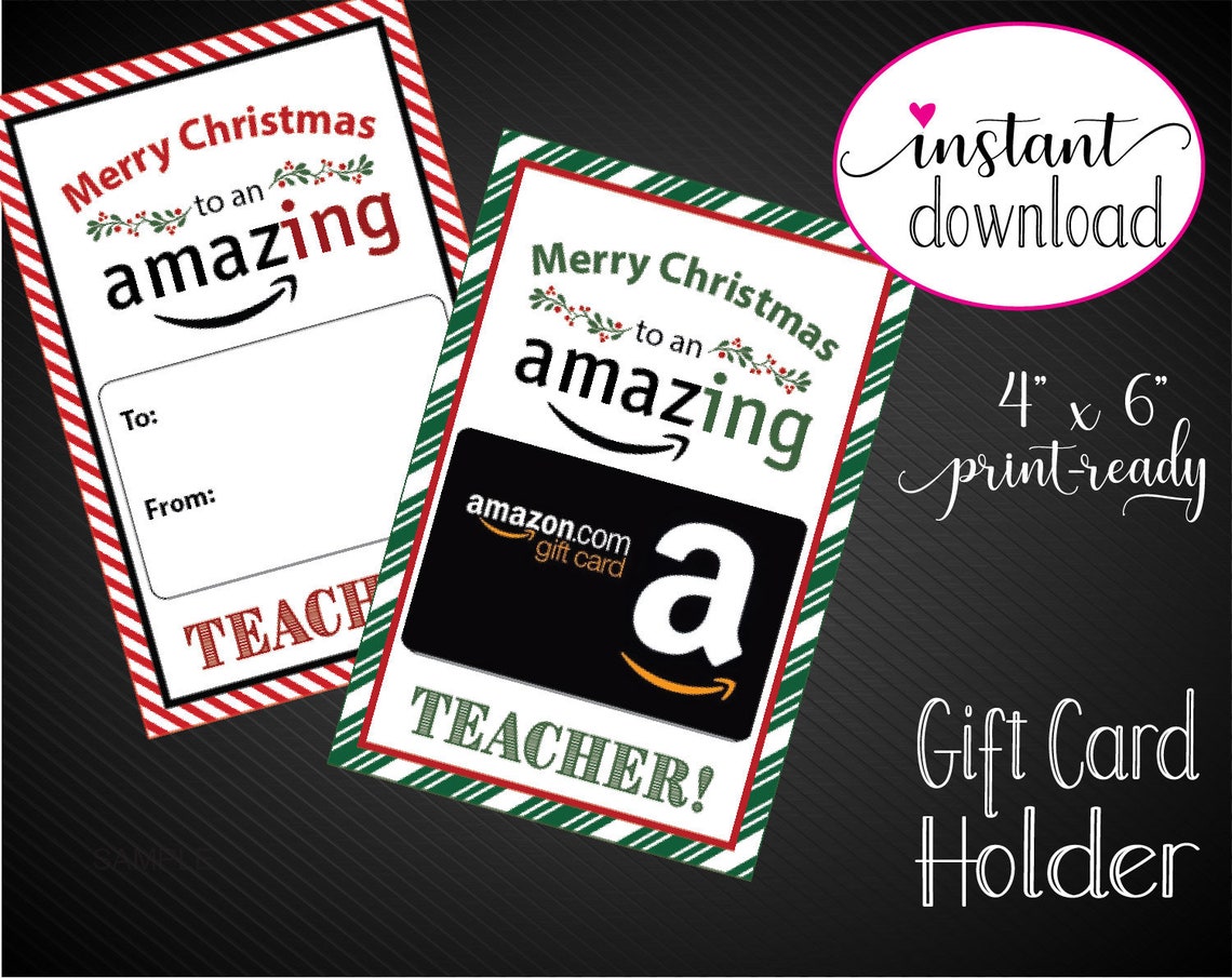 Printable CHRISTMAS Teacher Amazon Gift Card Holder. Merry | Etsy