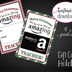 Printable CHRISTMAS Teacher Amazon Gift Card Holder. Merry Christmas to ...