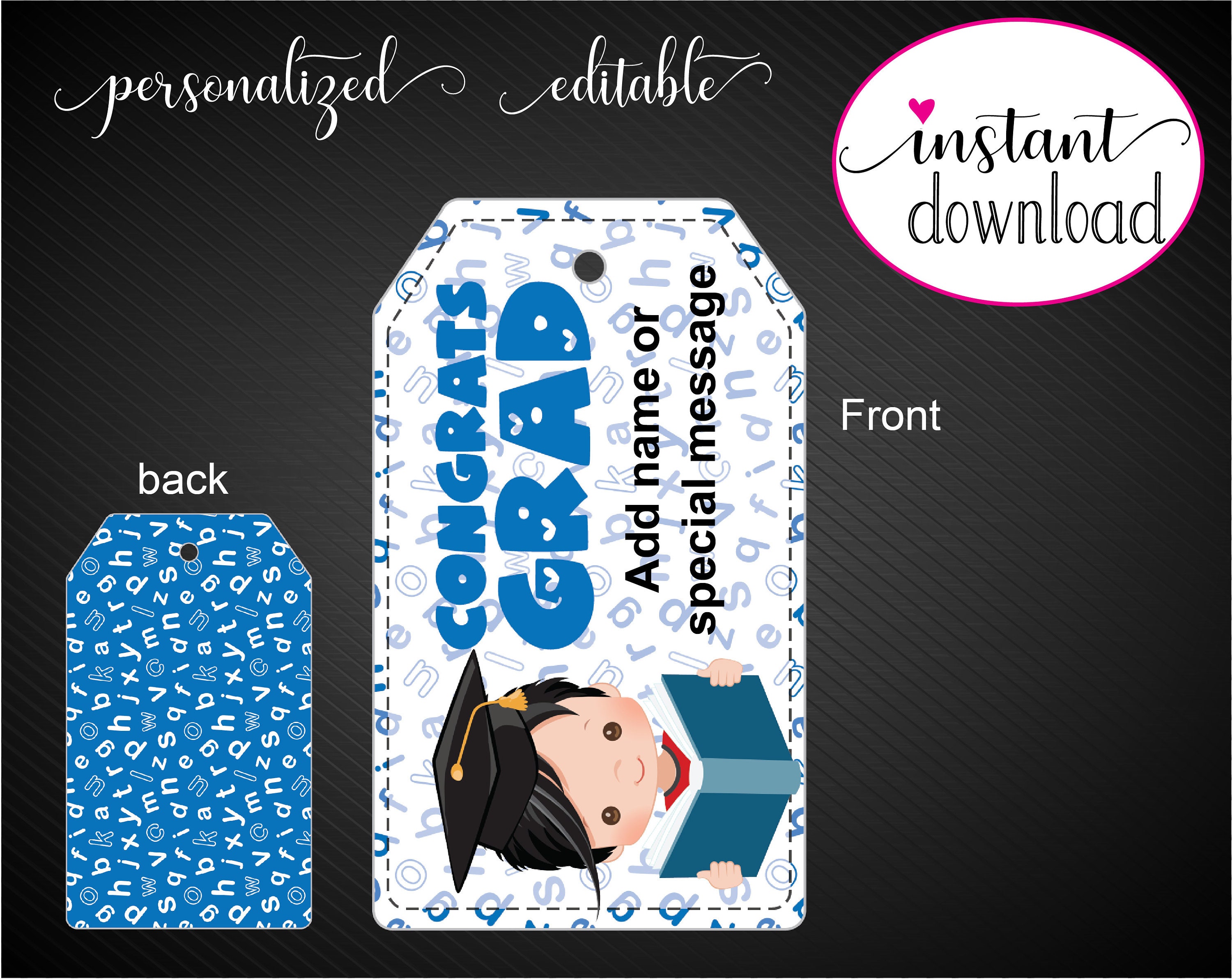 Editable CONGRATS Grad Graduation Themed Gift Tags. Congrats - Etsy