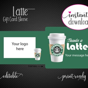 Printable BUSINESS Starbucks Coffee Gift Card Sleeve / Envelope. Thanks ...