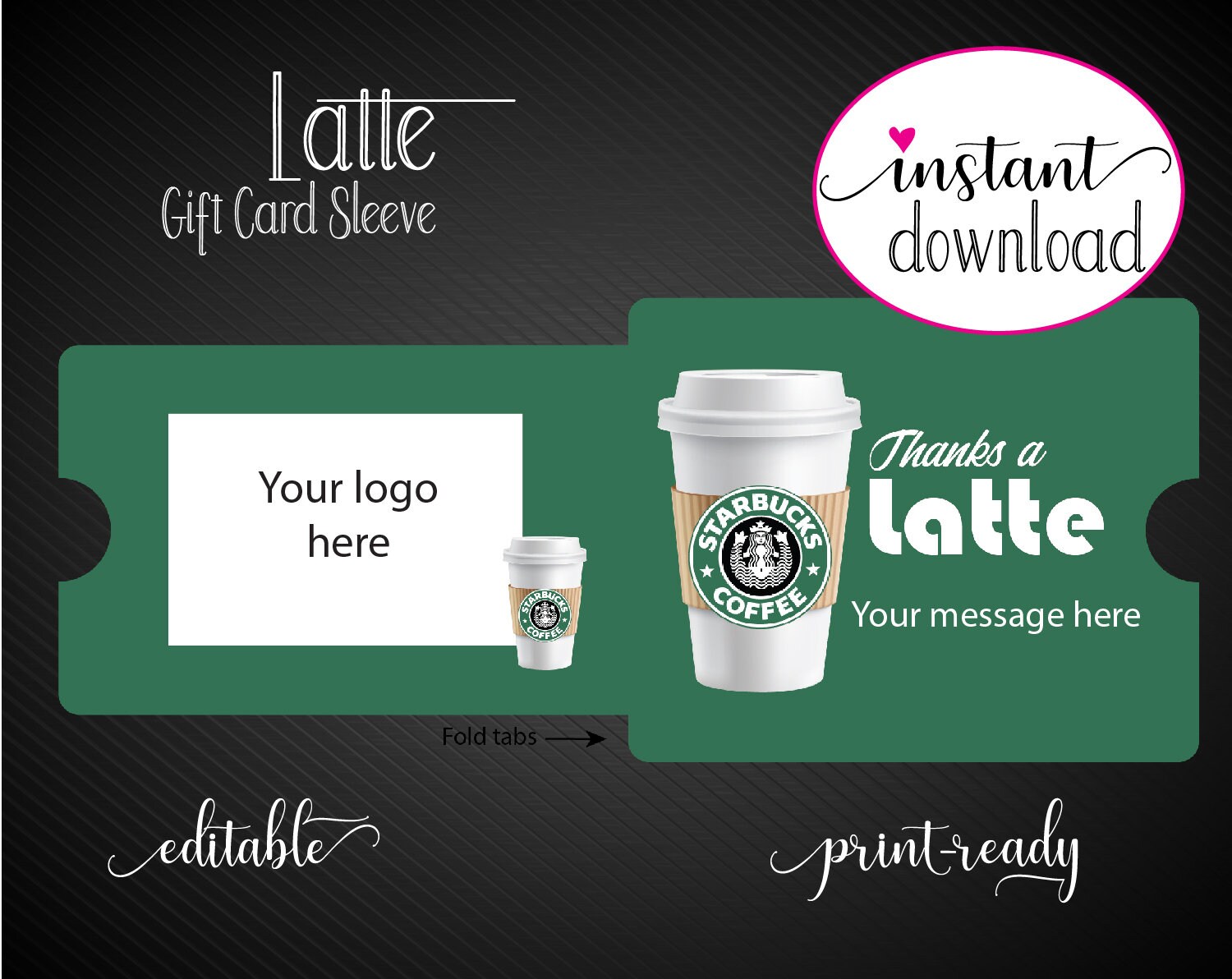 Printable BUSINESS Starbucks Coffee Gift Card Sleeve / Envelope. Thanks ...