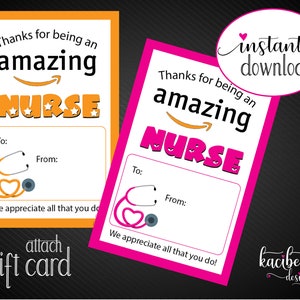 Printable NURSE Appreciation Amazon Gift Card Holder. Thank You for ...