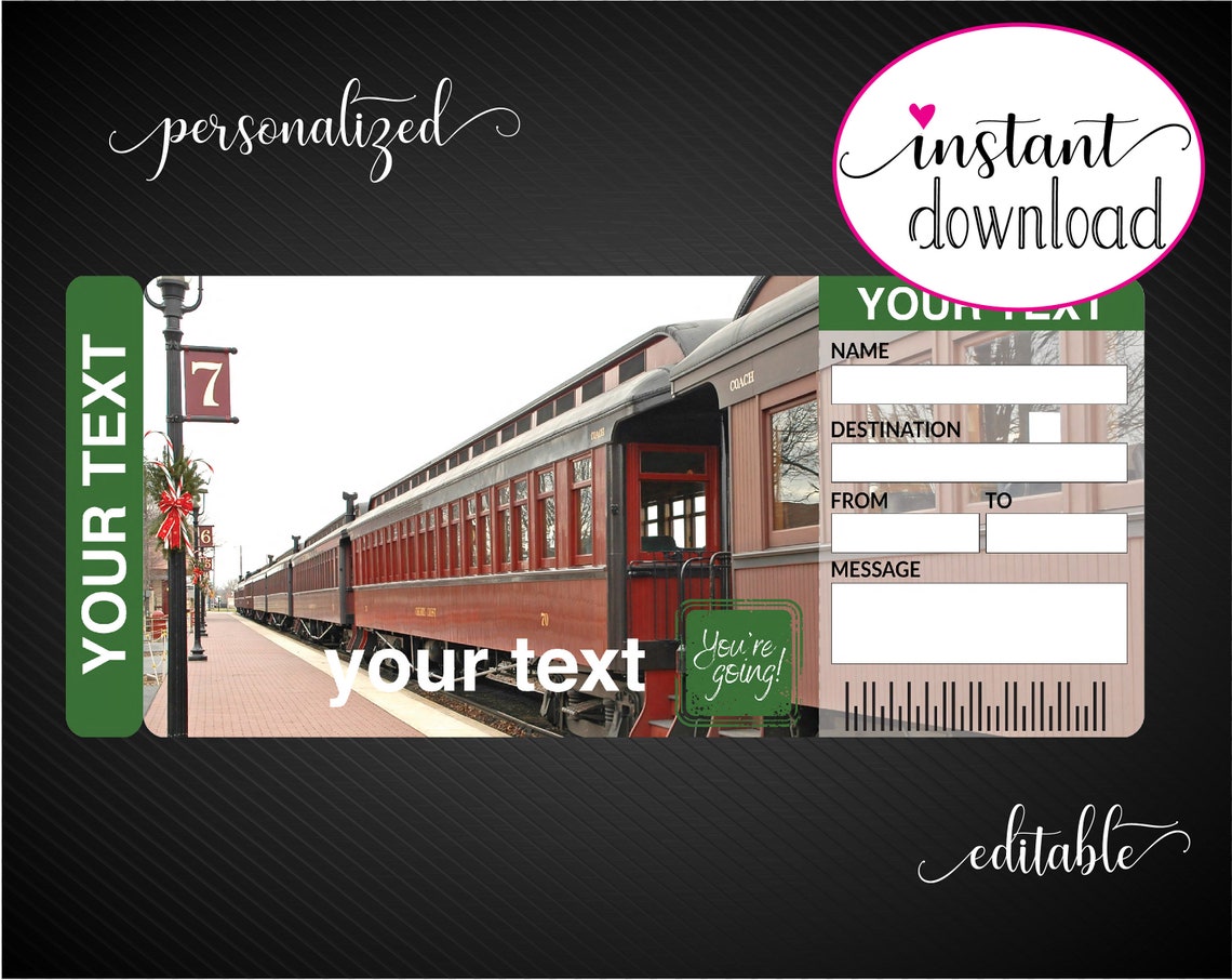 Printable TRAIN RIDE Surprise Gift Reveal Ticket. Admission | Etsy