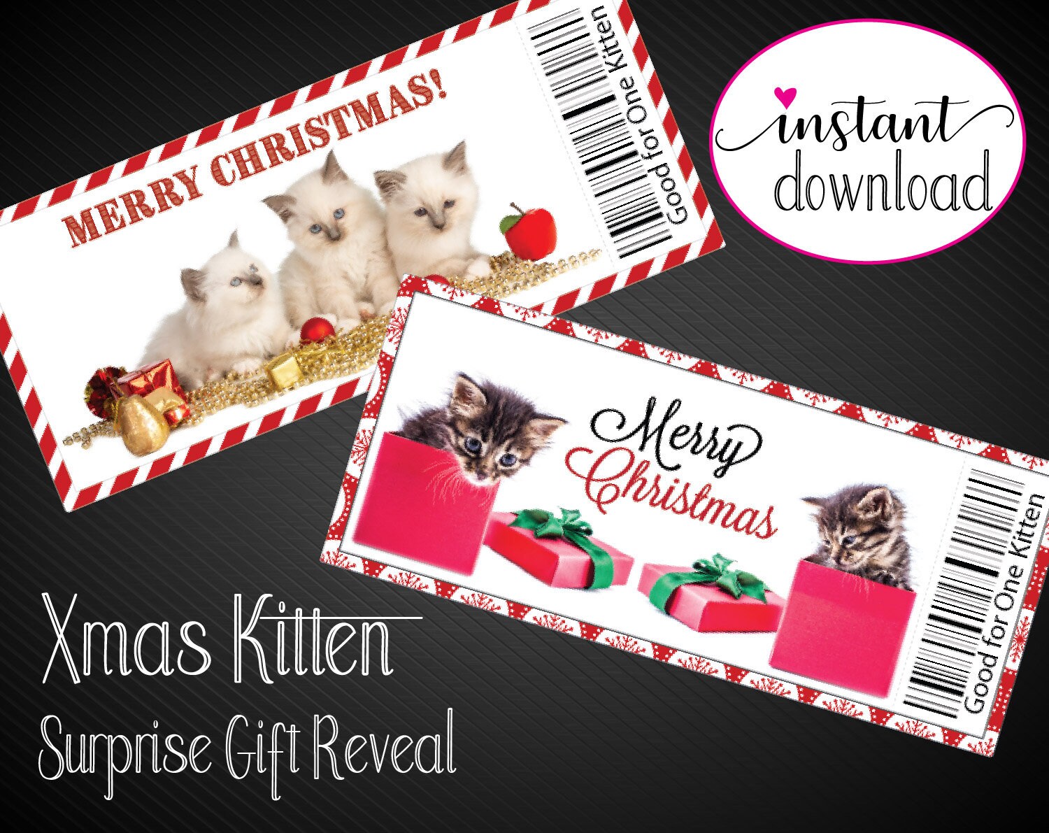 Printable CHRISTMAS KITTEN / CAT Surprise Gift Reveal Coupon. - Etsy