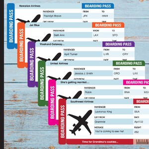 Printable AIRLINE Surprise Trip Gift Ticket. Six Colors. Boarding Pass ...