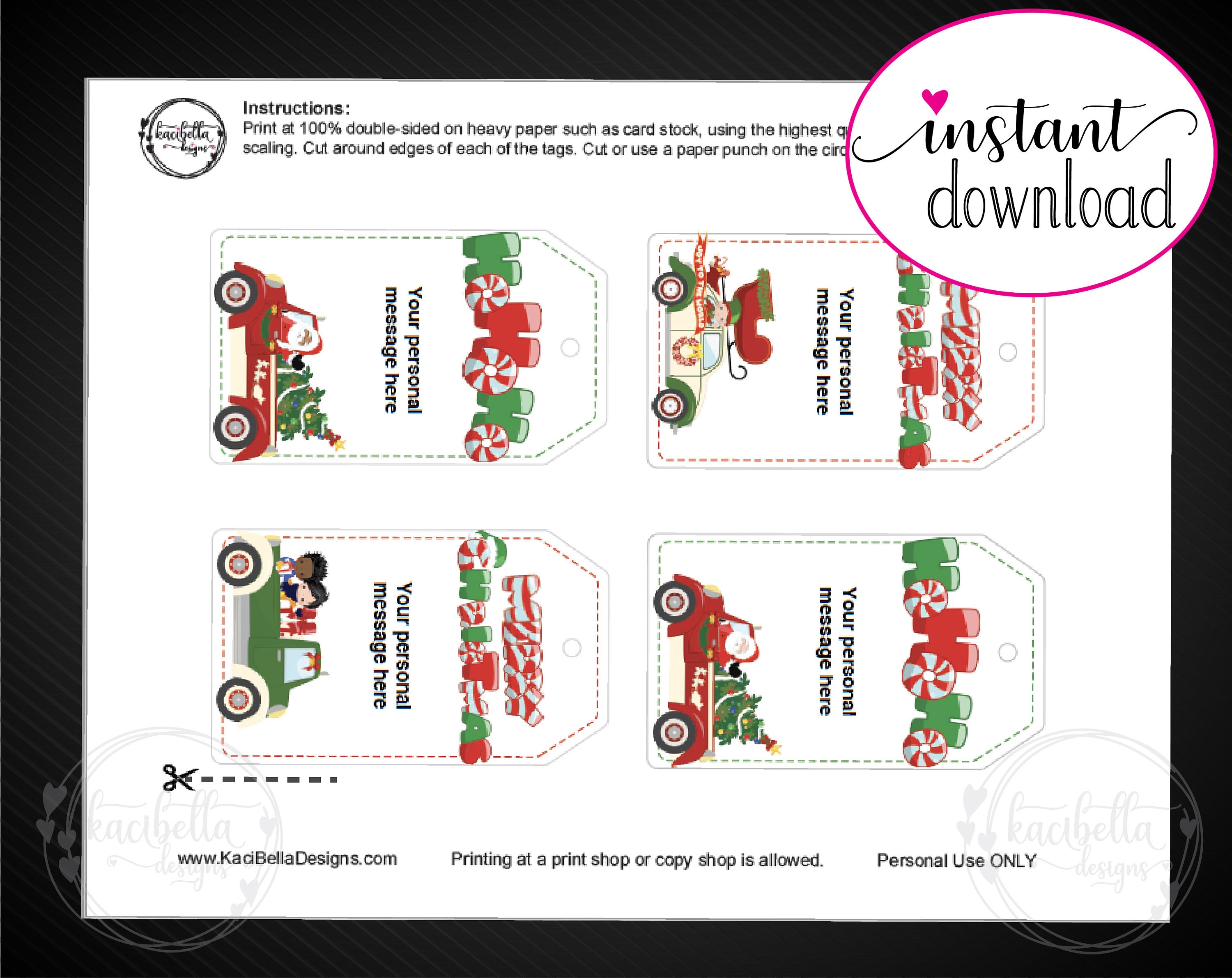 Printable DRIVE-BY CHRISTMAS Gift Tags. Merry Christmas. Editable Tag ...