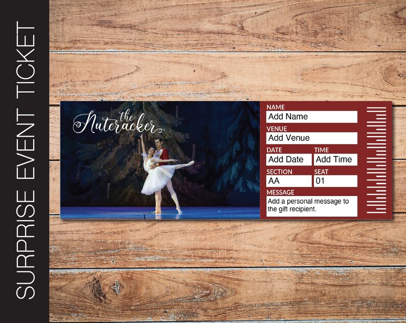 Printable NUTCRACKER Broadway Surprise Ticket. Editable | Etsy