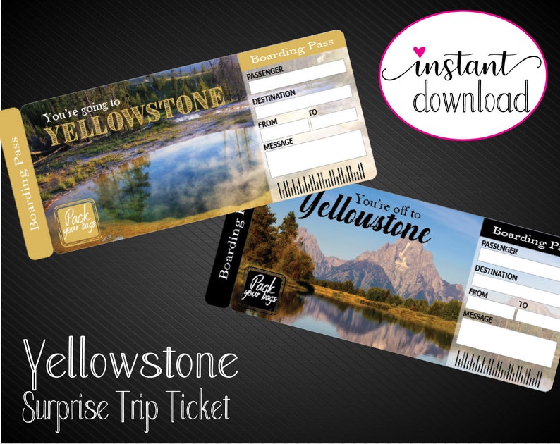 Printable YELLOWSTONE Surprise Trip Gift Ticket. Boarding - Etsy