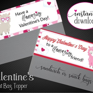 Printable VALENTINES Treat Bag Topper Candy Bag Party Favor Classroom ...
