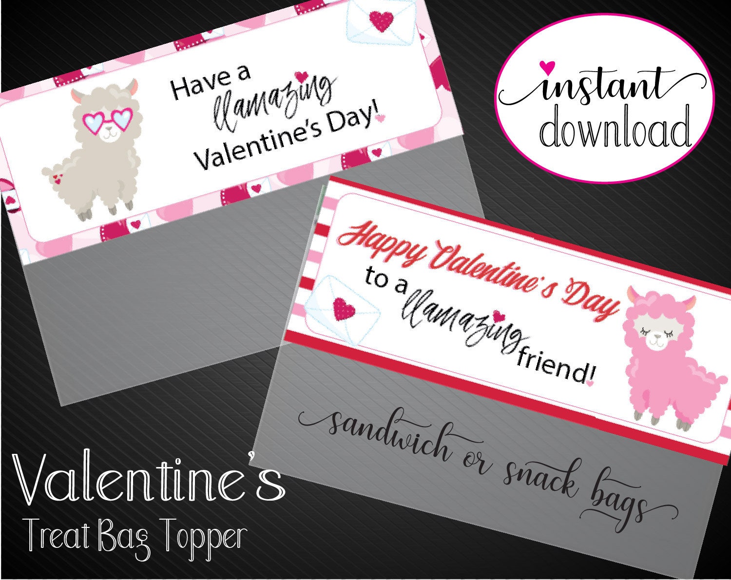 Printable VALENTINES Treat Bag Topper Candy Bag Party - Etsy