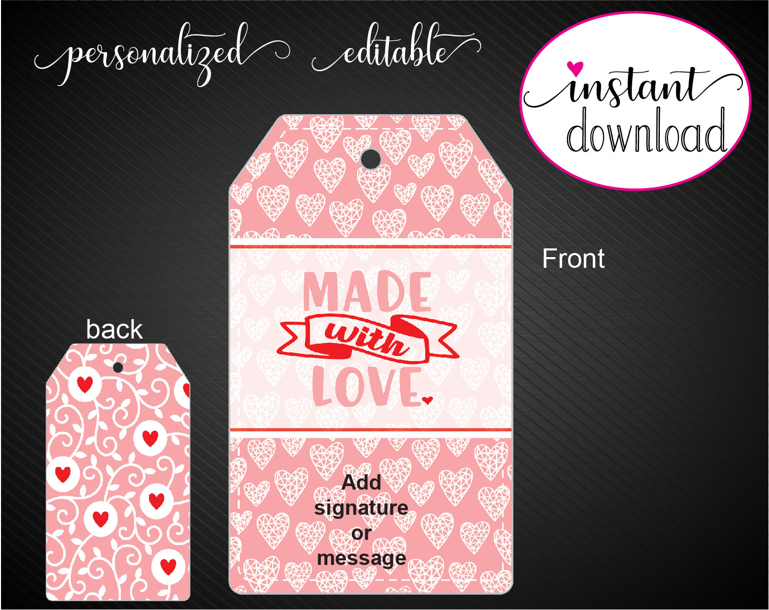 Editable MADE WITH LOVE Gift Tags. Perfect for Cookies, Baked Goods ...