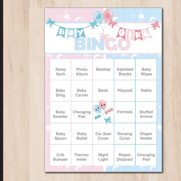 Gender Reveal Bingo Cards - Etsy